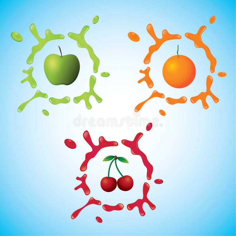 Fruit with Splash. Vector Illustration Decorative Design Stock Vector ...
