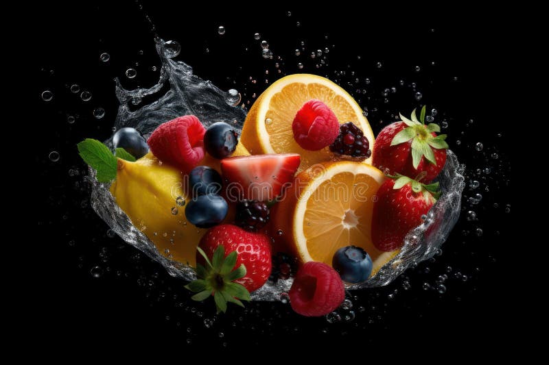 Fruit in Splash Fruit in Splash Fruit in Water Splash Stock ...