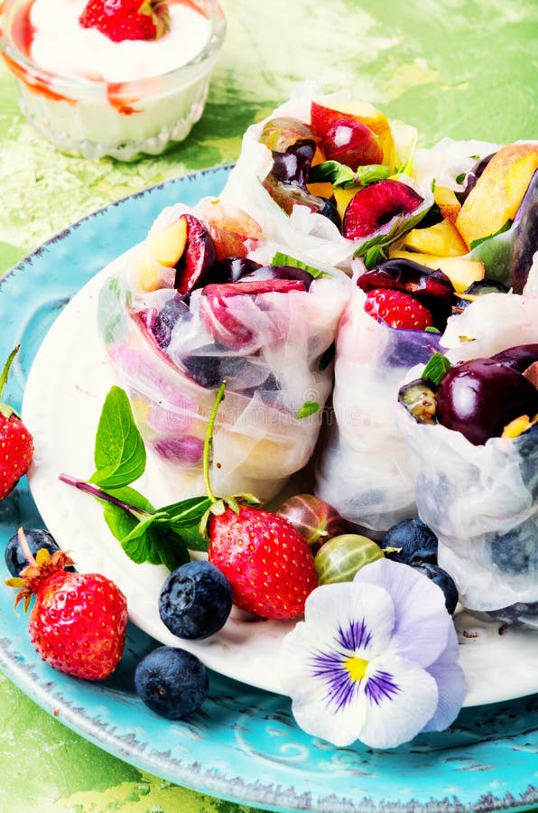 Fruit spring rolls stock image. Image of macro, japan - 123030853