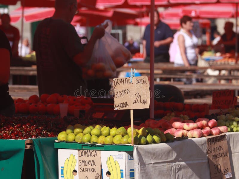Fruit Stall at a Local Market in Zagreb, Croatia Editorial Stock Image ...
