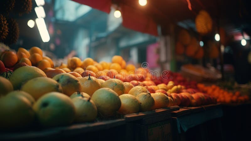 A Fruit Stand Filled with Lots of Different Types of Fruit Stock ...