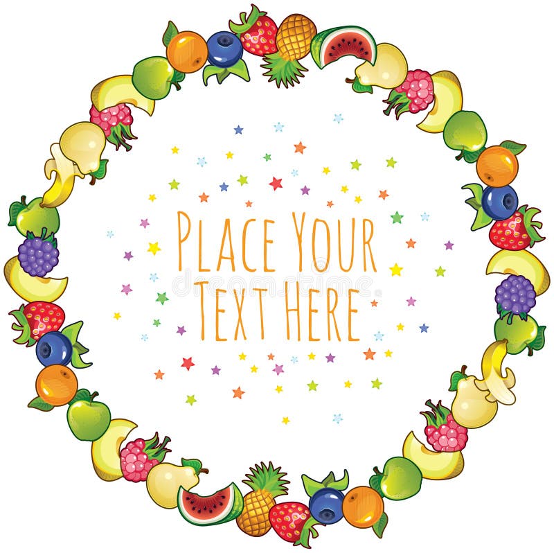 Fruit with stars frame stock vector. Illustration of gastronomic - 45653098