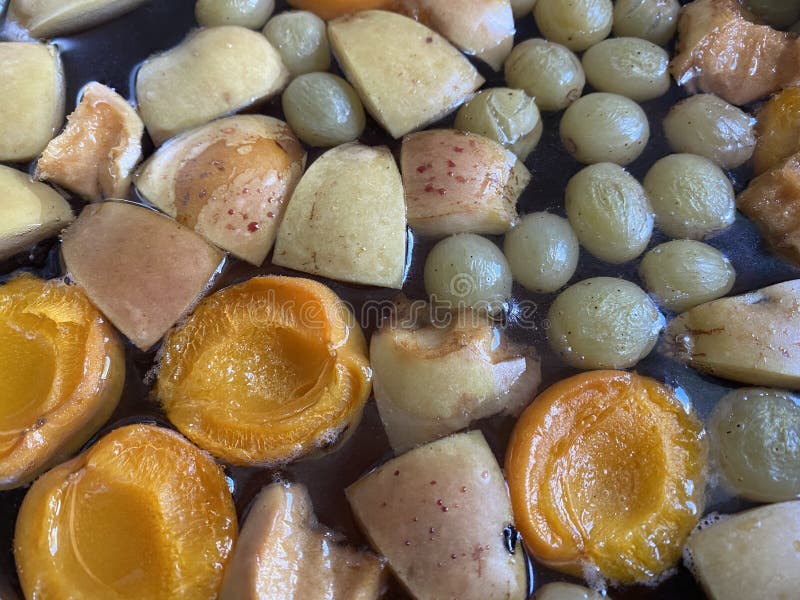 Fruit Stewed in Compote Close-up Stock Image - Image of ramekin, nature ...