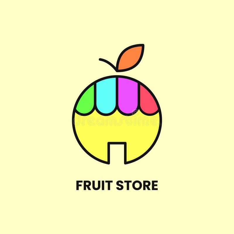 Fruit Store Logo Concept. Flat, Outline, Simple and Unique Logotype ...