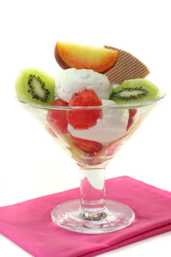 Fruit sundae stock image. Image of melon, kiwi, vanilla - 15253247
