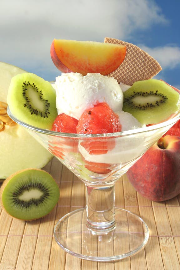 Fruit sundae stock image. Image of cream, peel, fruit - 15253261