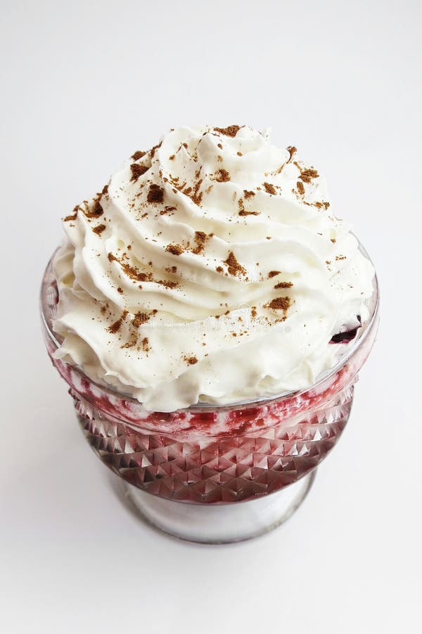 Fruit Sundae with Whipped Cream and Sprinkled with Cinnamon Stock Photo ...