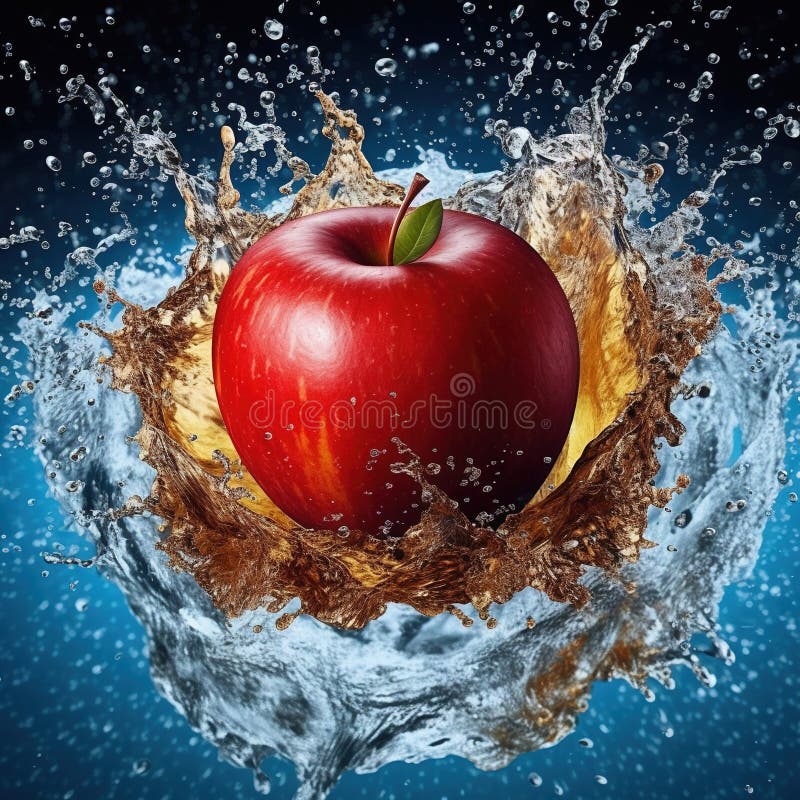 Fruit Sweet Apple Splash into Water Stock Image - Image of diet ...