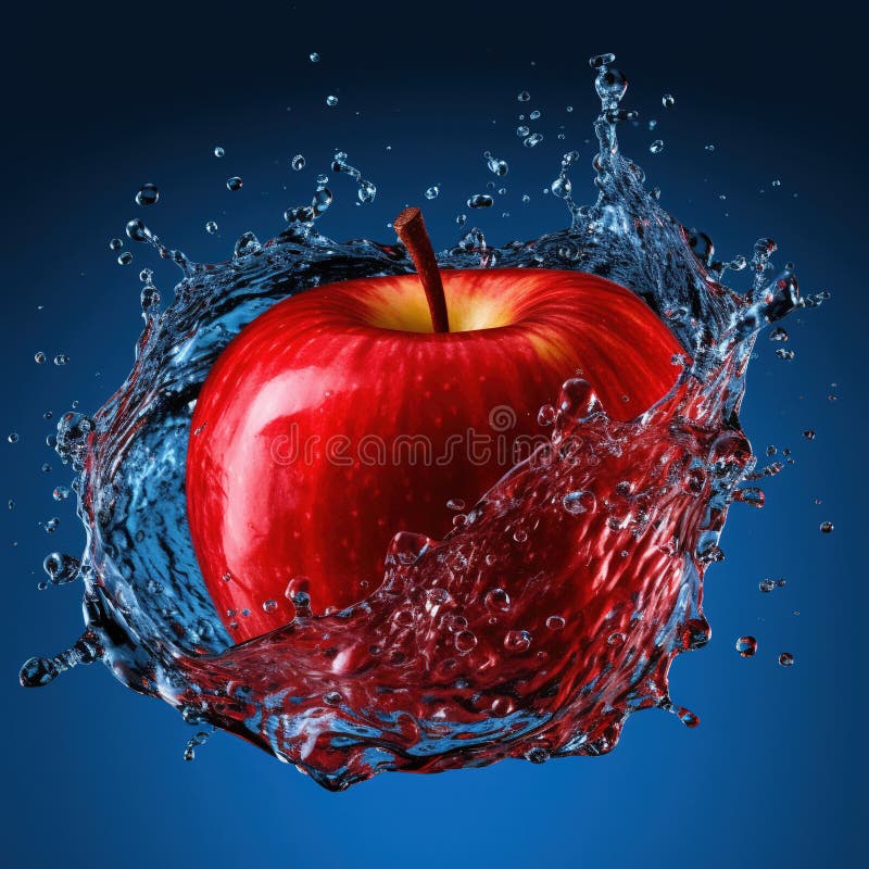 Fruit Sweet Apple Splash into Water Stock Image - Image of food, fruit ...