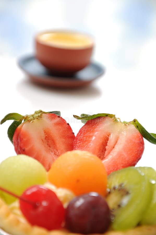 Fruit tart and tea stock image. Image of food, table - 23619975