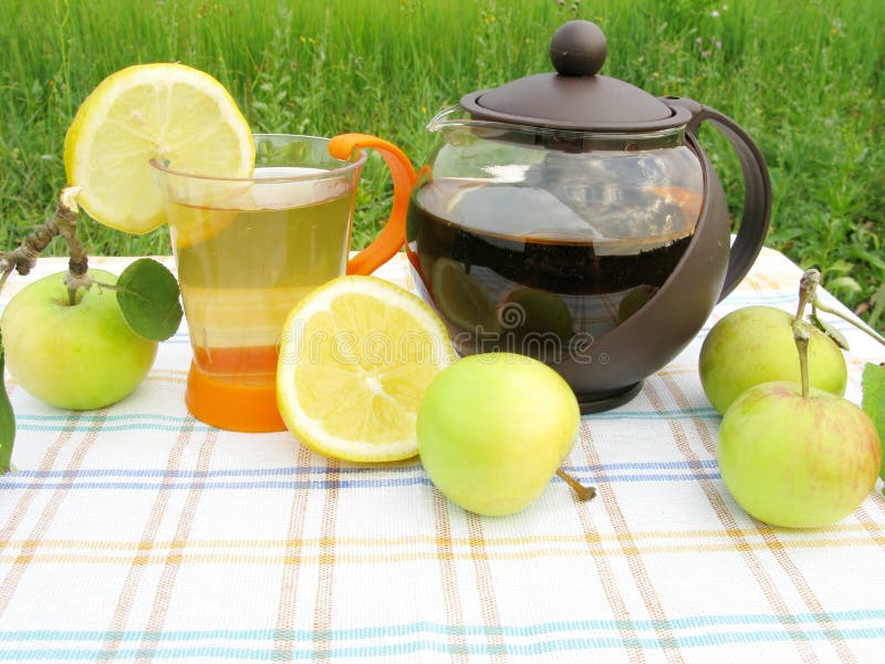 Fruit Tea with Apple and Lemon Stock Photo - Image of objects, lunch ...