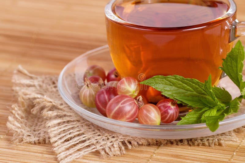 Fruit Tea in Cup with Gooseberry Stock Image - Image of ingredient ...