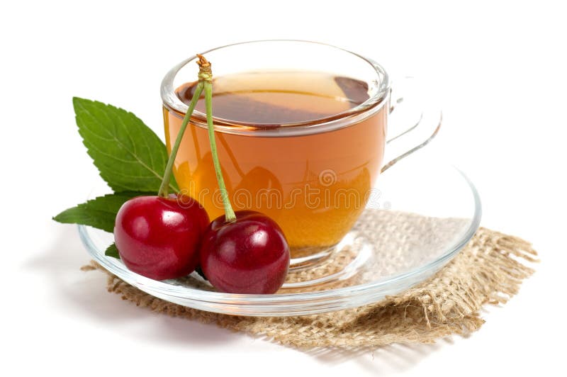 Fruit tea in cup stock photo. Image of mint, cherry, leaf - 33286566