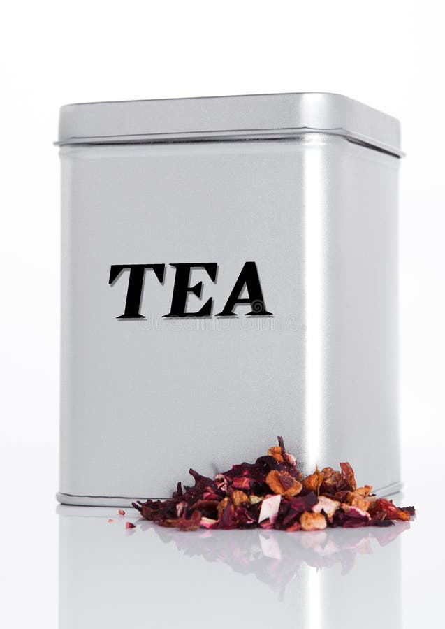 Fruit Tea Steel Jar with Loose Tea Next To it Stock Image - Image of ...