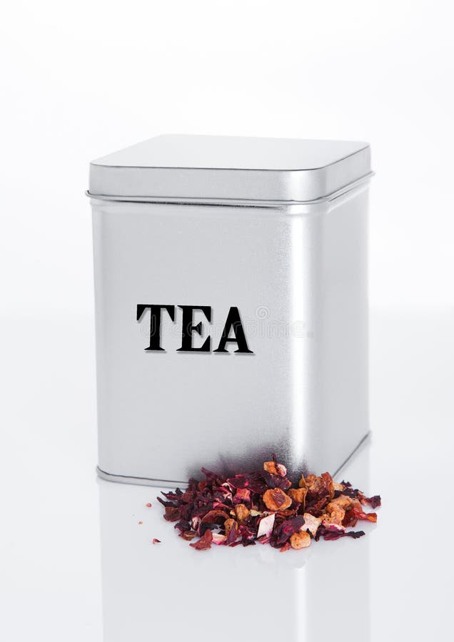 Fruit Tea Steel Jar with Loose Tea Next To it Stock Image - Image of ...