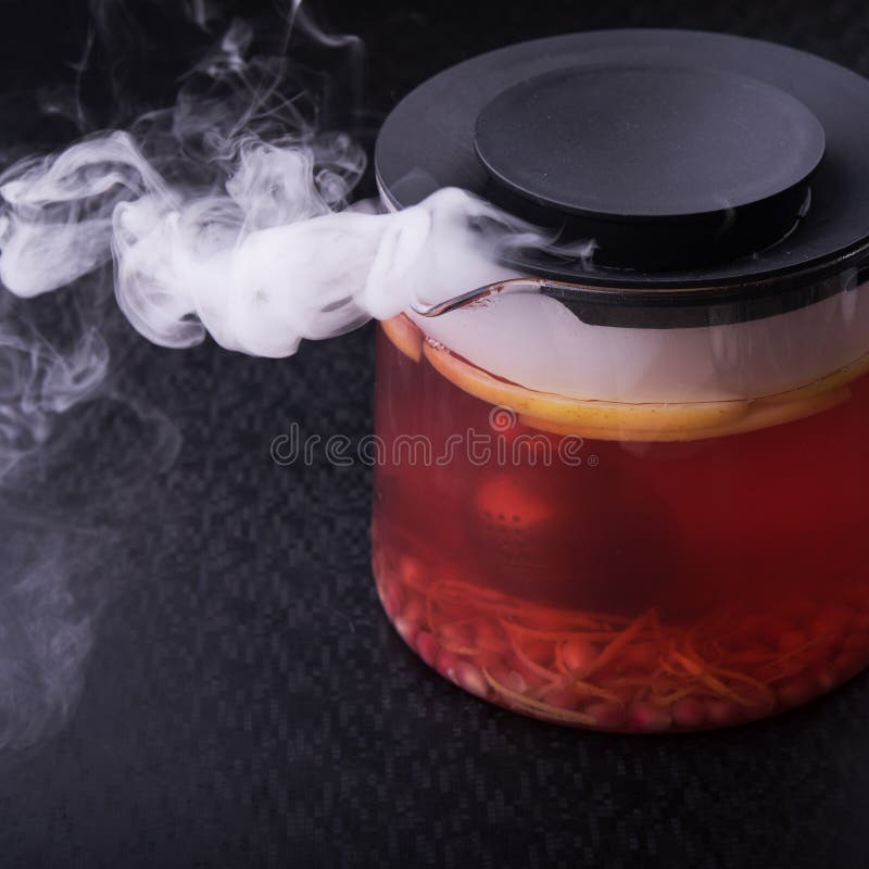 Fruit tea in a teapot stock image. Image of fume, healthy - 80607913