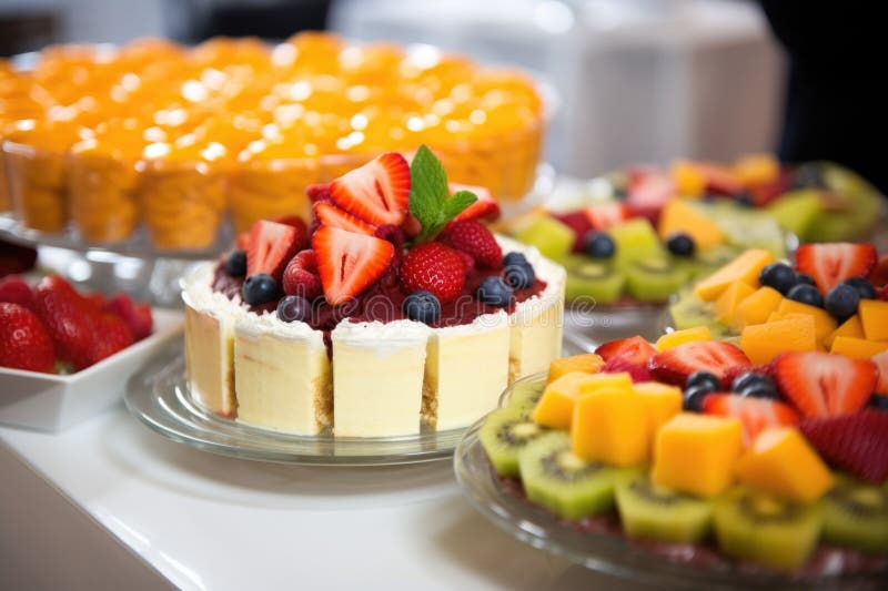 Fruit Topped Cheesecake on a Buffet Stock Photo - Image of buffet ...