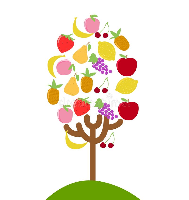 Fruit tree stock vector. Illustration of lemon, peach - 16719728