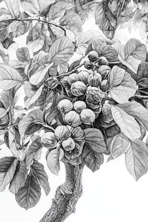 Fruit Tree Drawing stock photo. Image of garden, drawing - 375525570