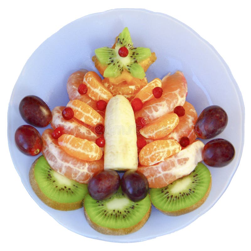 Fruit Tree on a Plate on a White Background Stock Photo - Image of kiwi ...