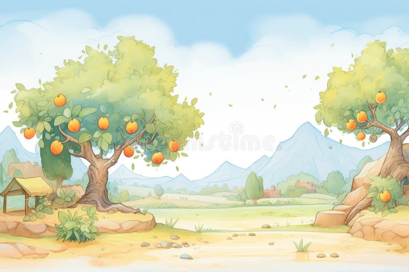 Fruit Trees Bearing a Bounty beside a Desert Spring Stock Image - Image ...