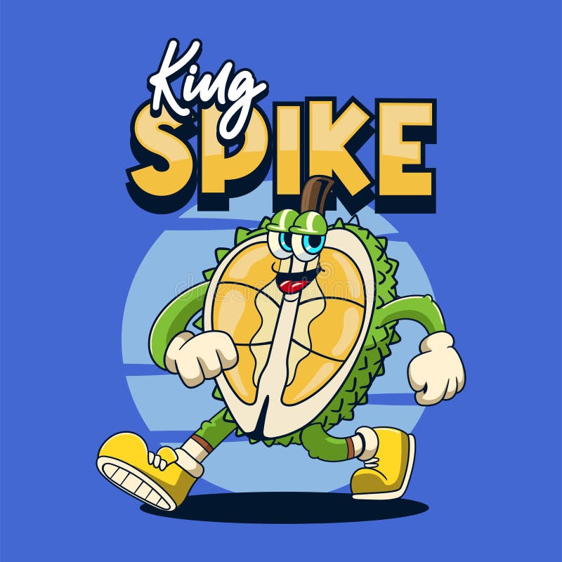 Funny Durian Fruit 70s Retro Comic Cartoon Character Illustration Stock ...
