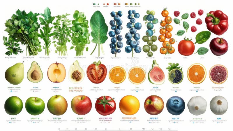 Fruit & Vegetable Guide, Visual Chart of Common Produce Stock ...