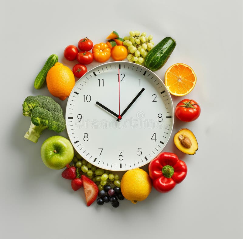 Fruit and Vegetables Around the Clock Stock Image - Image of health ...