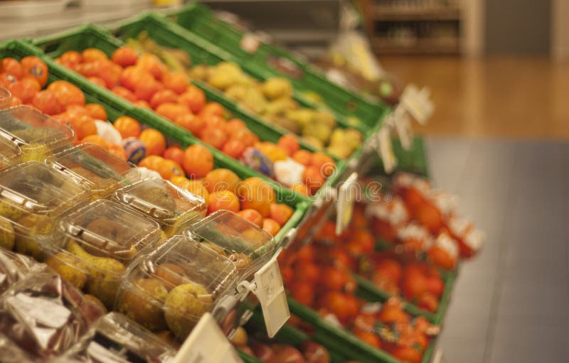Fruit and Vegetables Section in a Grocery Store Stock Photo - Image of ...