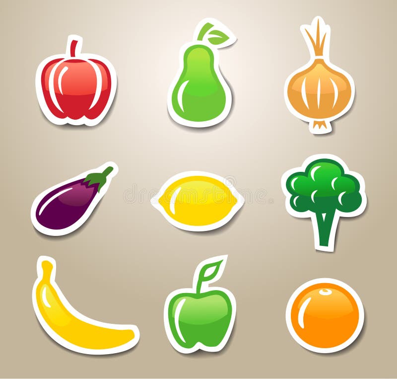 Cartoon Vegetables Stickers Stock Vector - Illustration of pattern ...