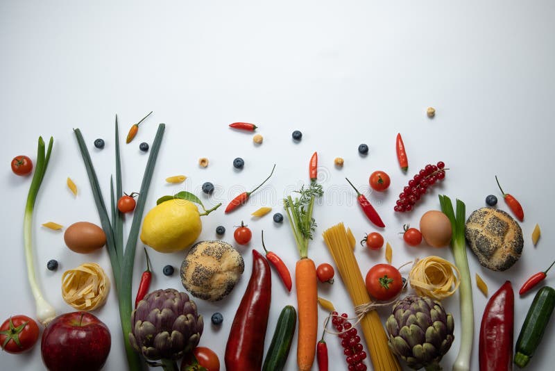 Fruit and Vegetables on the White Background Stock Image - Image of ...