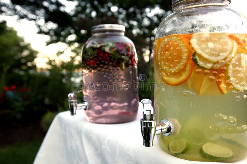 Fruit water containers stock image. Image of serving - 106420737