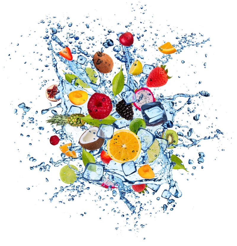 Fruit in Water Splash on White Background Stock Photo - Image of ...