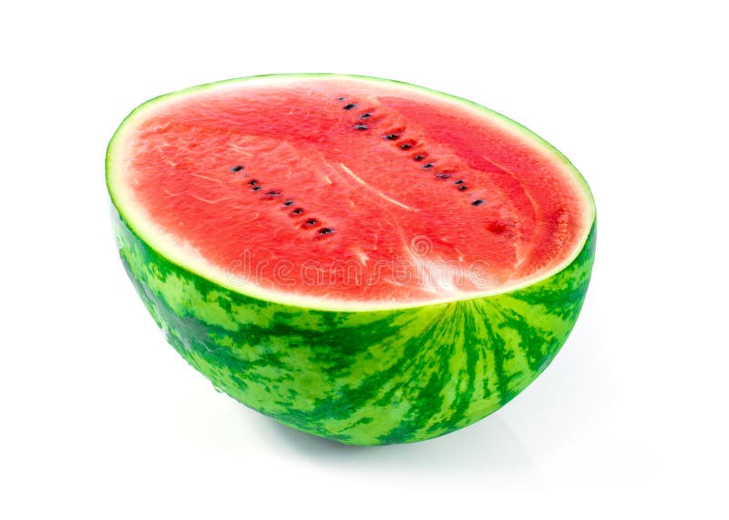 Fruit Watermelon Cut in Half the White Ground Stock Image - Image of ...