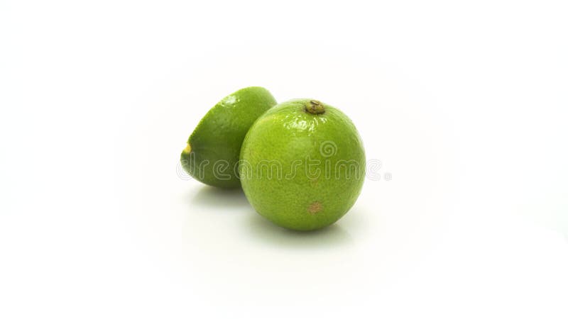 Fruit Whole and Slice Lime Spinning and Rotating Isolated on White ...