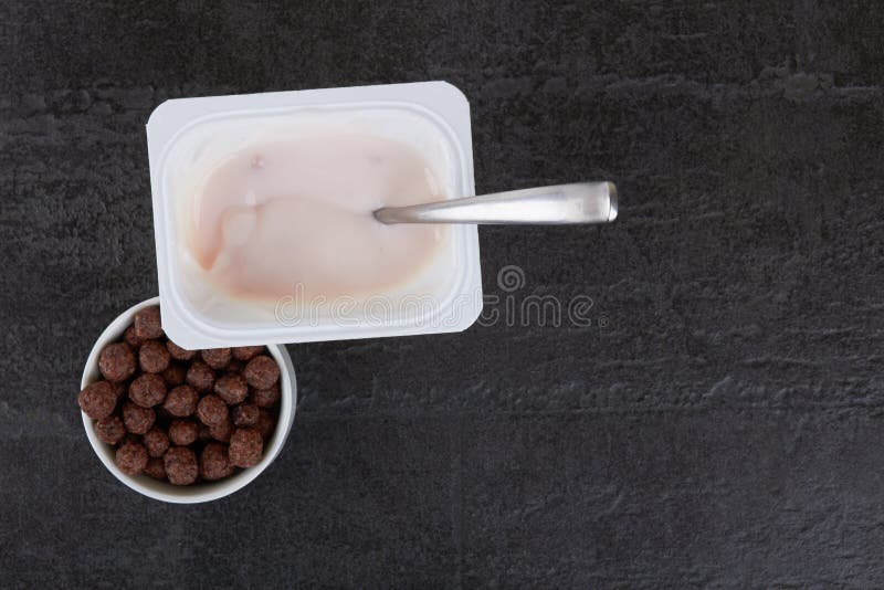 Fruit yogurt on stone stock photo. Image of nutrition - 239384270