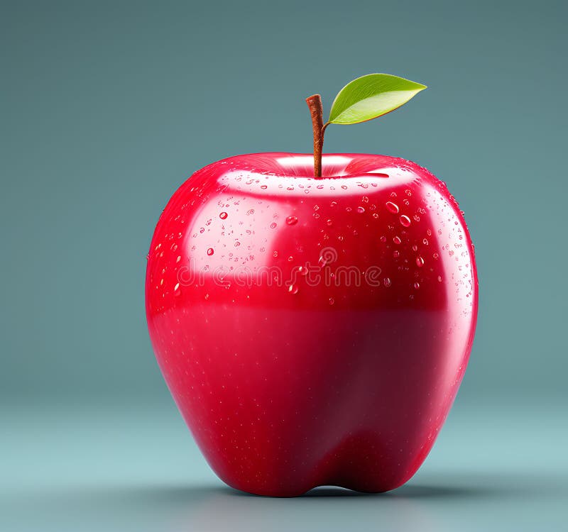 Fruitful Simplicity: 3D Render of an Apple Against a Solid Background ...