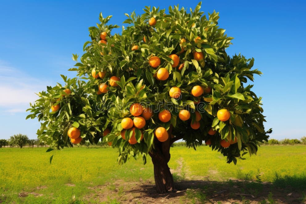 A Fruitless Citrus Tree in an Orchard Stock Photo - Image of plant ...
