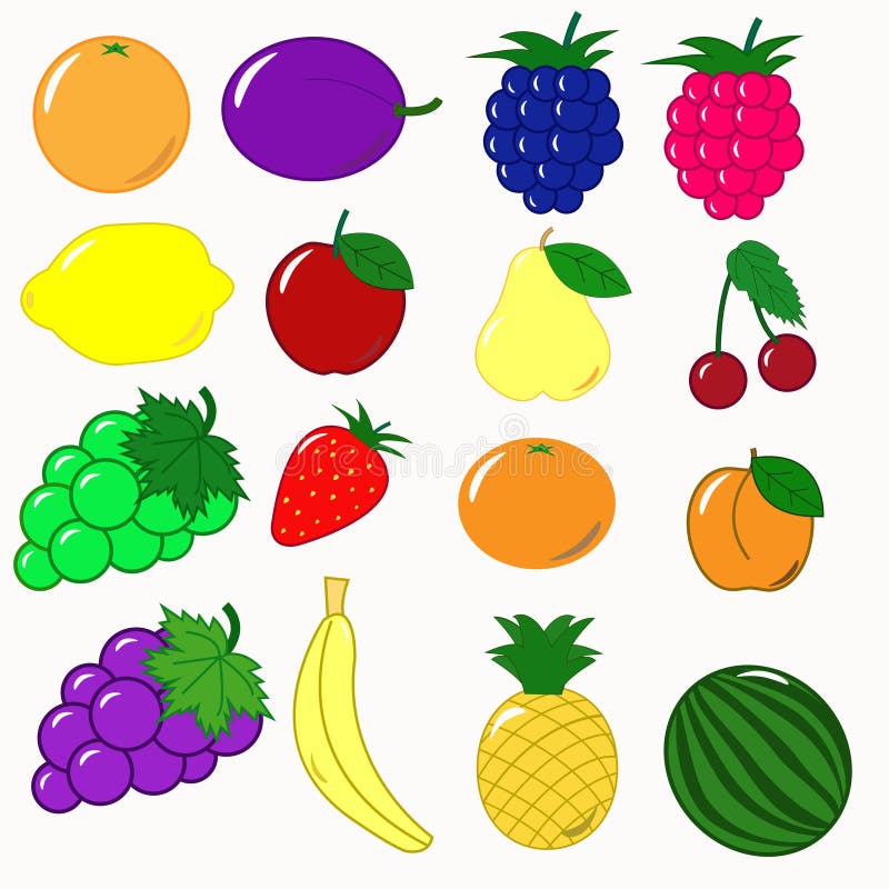 Cartoon Fruits Collection 1 Stock Vector - Illustration of autumn ...