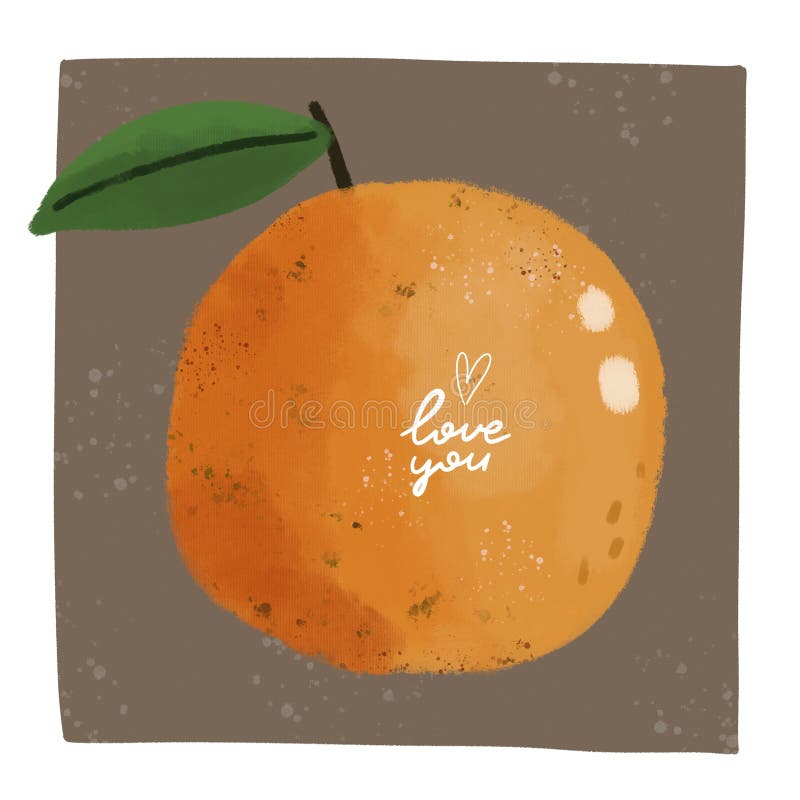 Love You. Cartoon Peach, Hand Drawing Lettering. Summer Colorful ...