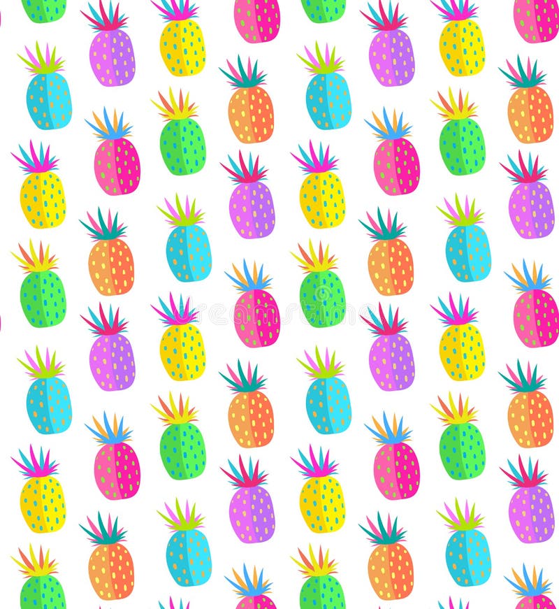 Colorful Pineapple Seamless Pattern Design Stock Vector - Illustration ...