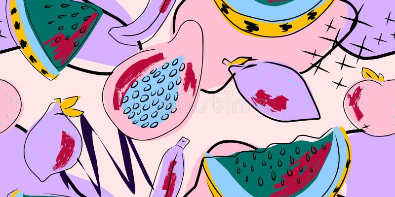 Fruits. Abstract Tropical Vector Seamless Pattern Stock Vector ...