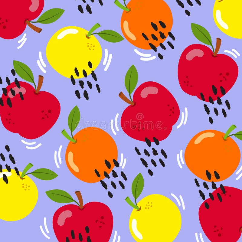 Fruits Apple Oranges Pattern Background Concept Illustration Vector ...