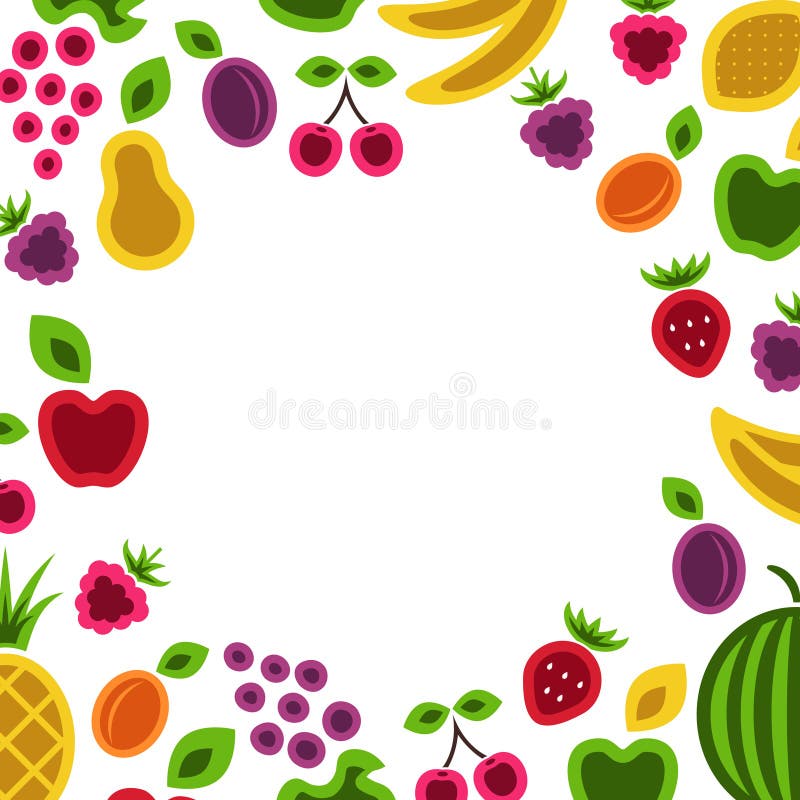 Fruits and berries frame. stock vector. Illustration of yellow - 26538396