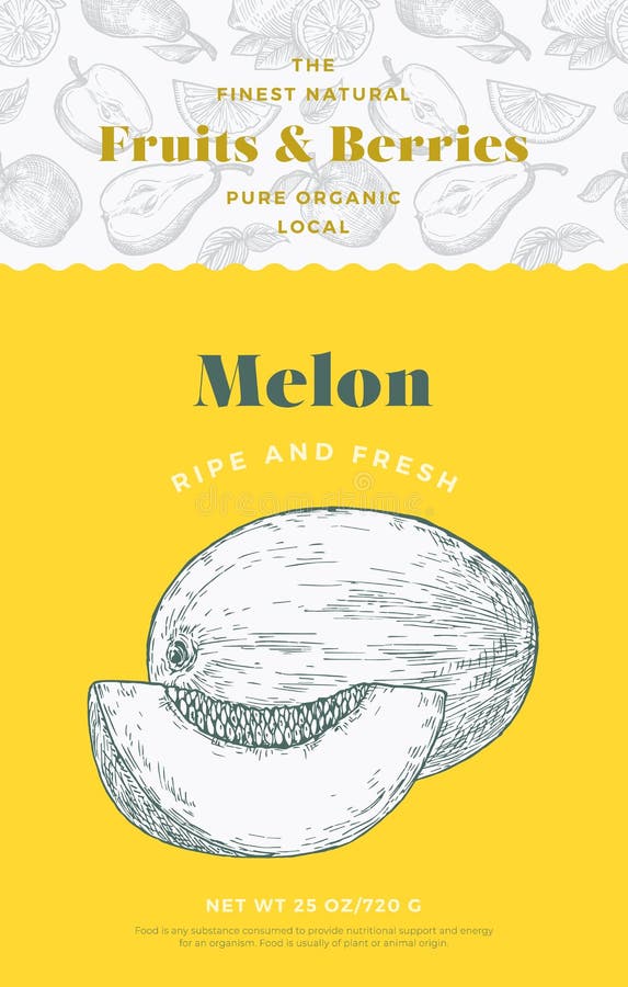 Fruits and Berries Pattern Label Template. Abstract Vector Packaging ...