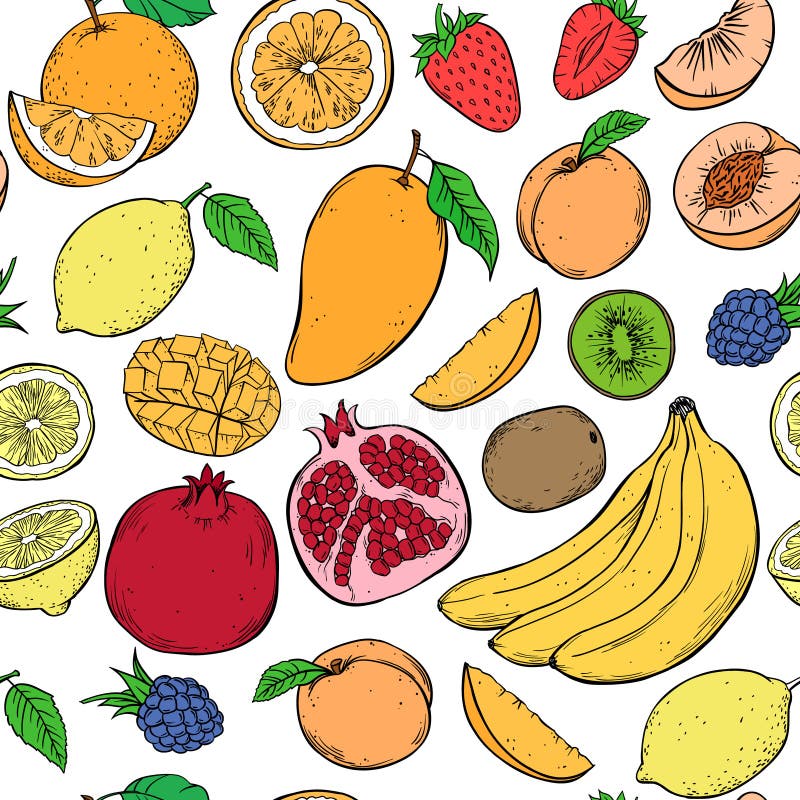 Seamless Hand Drawn Pattern Mango Vector Stock Illustrations – 558 Seamless Hand Drawn Pattern ...