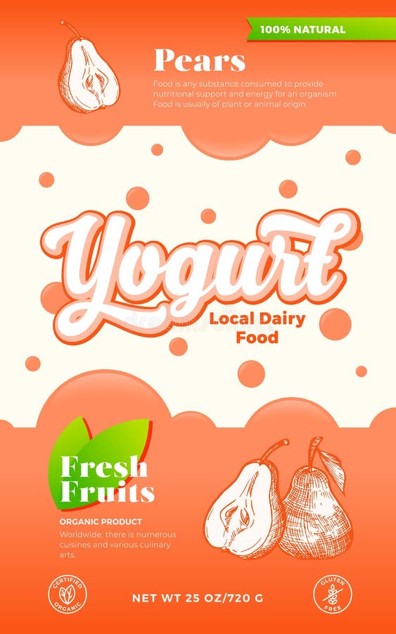 Fruits and Berries Yogurt Label Template. Abstract Vector Dairy ...