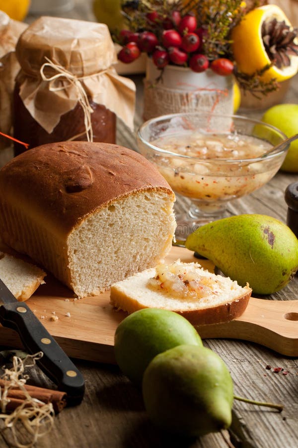 Fruits, bread and jam stock photo. Image of health, nectarine - 21404774
