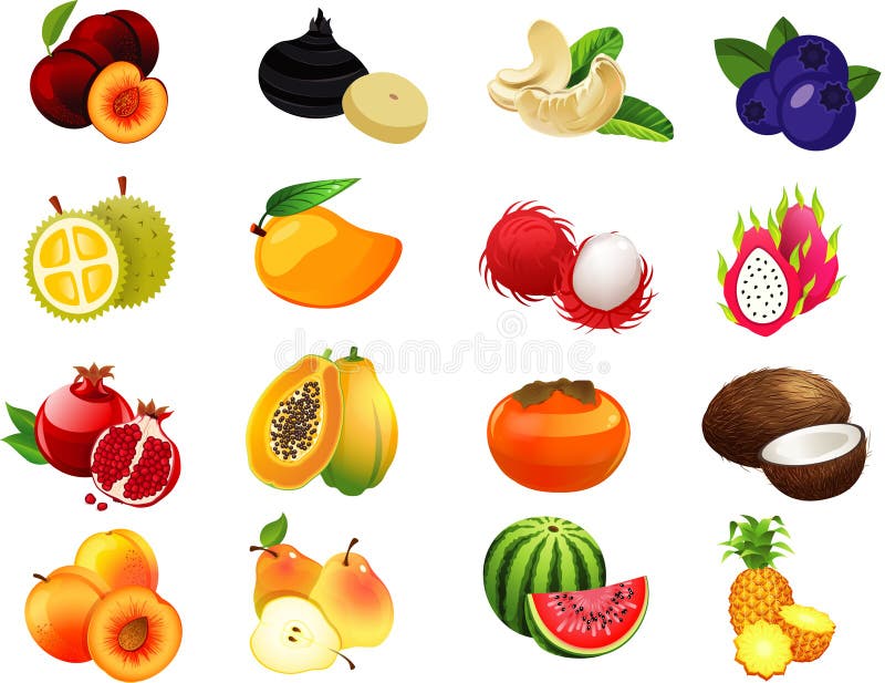 Fruits Cartoon Collection One for Kids Stock Illustration ...