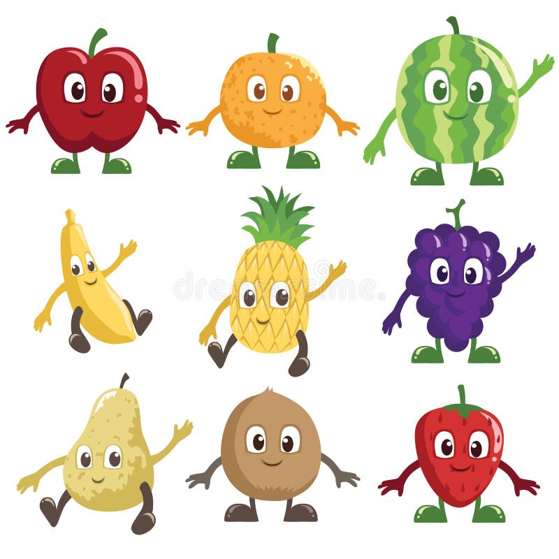 Fruits characters stock vector. Illustration of kiwi - 26291765